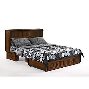 IQ FURNITURE Alpine Queen Murphy Cabinet Bed, Heritage Brown