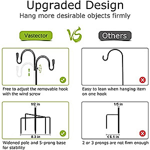 Shepherds Hook 79 Inch (2pcs), Adjustable Shepherds Hook, for Hanging Solar Lights, Bird Feeders, Mason Jars, Christmas Lights, Lanterns, Garden Stakes and Wedding Décor