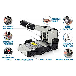 Carl MFG Heavy-Duty Punch, 2-Hole, 6mm, 100 Sheet Capacity, Silver/Blue (CUI62100)