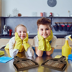 Domensi 12 Sets Small Broom and Dustpan Set Mini Dustpan and Brush Set Hand Broom and Dustpan Set Mini Broom and Dustpan Small Dustpan and Brush Set for Home Table Desktop Floor Kitchen Cars Cleaning