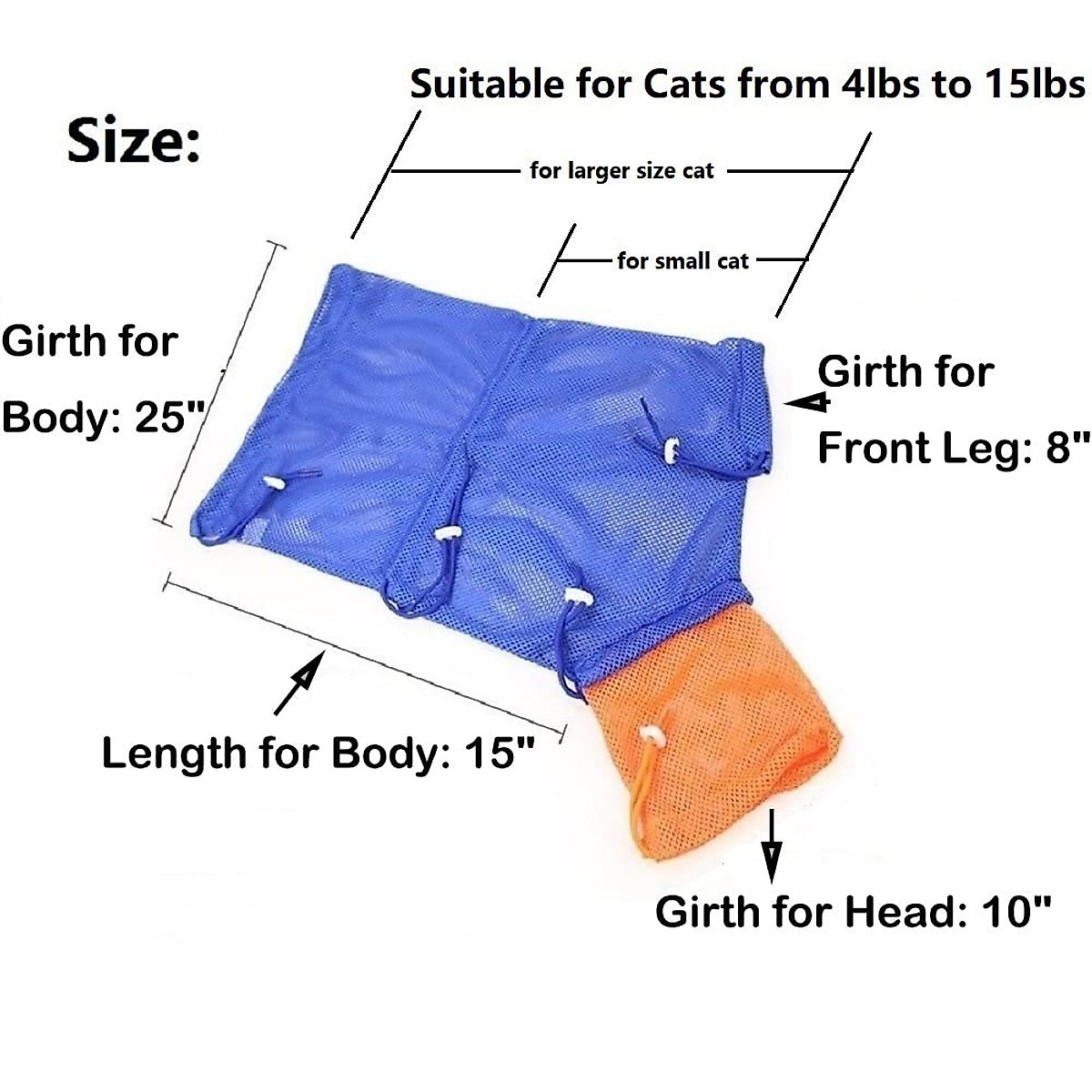 Cat Grooming Bag Puppy Dog Cleaning Polyester Soft Mesh Scratch & Biting Resisted for Bathing Injecting Examining Nail Trimming