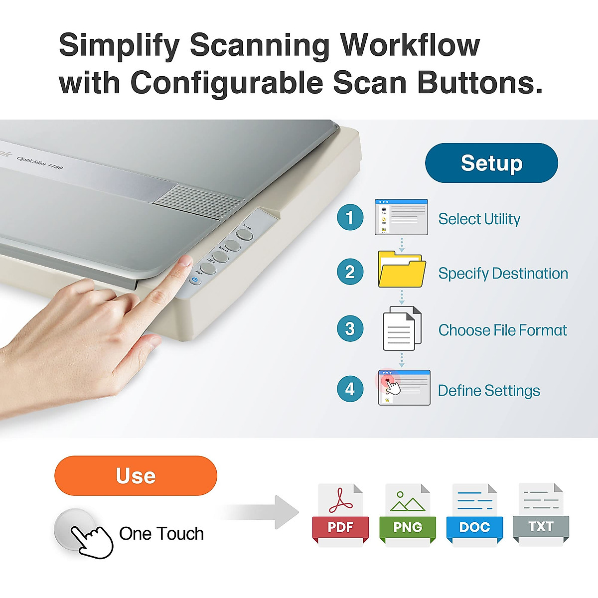 Plustek A3 Large Format Flatbed Scanner OS 1180 : 11.7x17 scan Size for Blueprints and Document. Design for Library, School and Soho. A3 scan for 8 sec, Support Mac and PC
