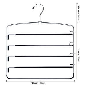 ARRIGO 3 Pack Pants Hangers Space Saving Non Slip Multiple Pants Hanger for Women with Swing Arm Closet Storage Organizer for Pants Jeans Trouser Leggings Scarf Tie