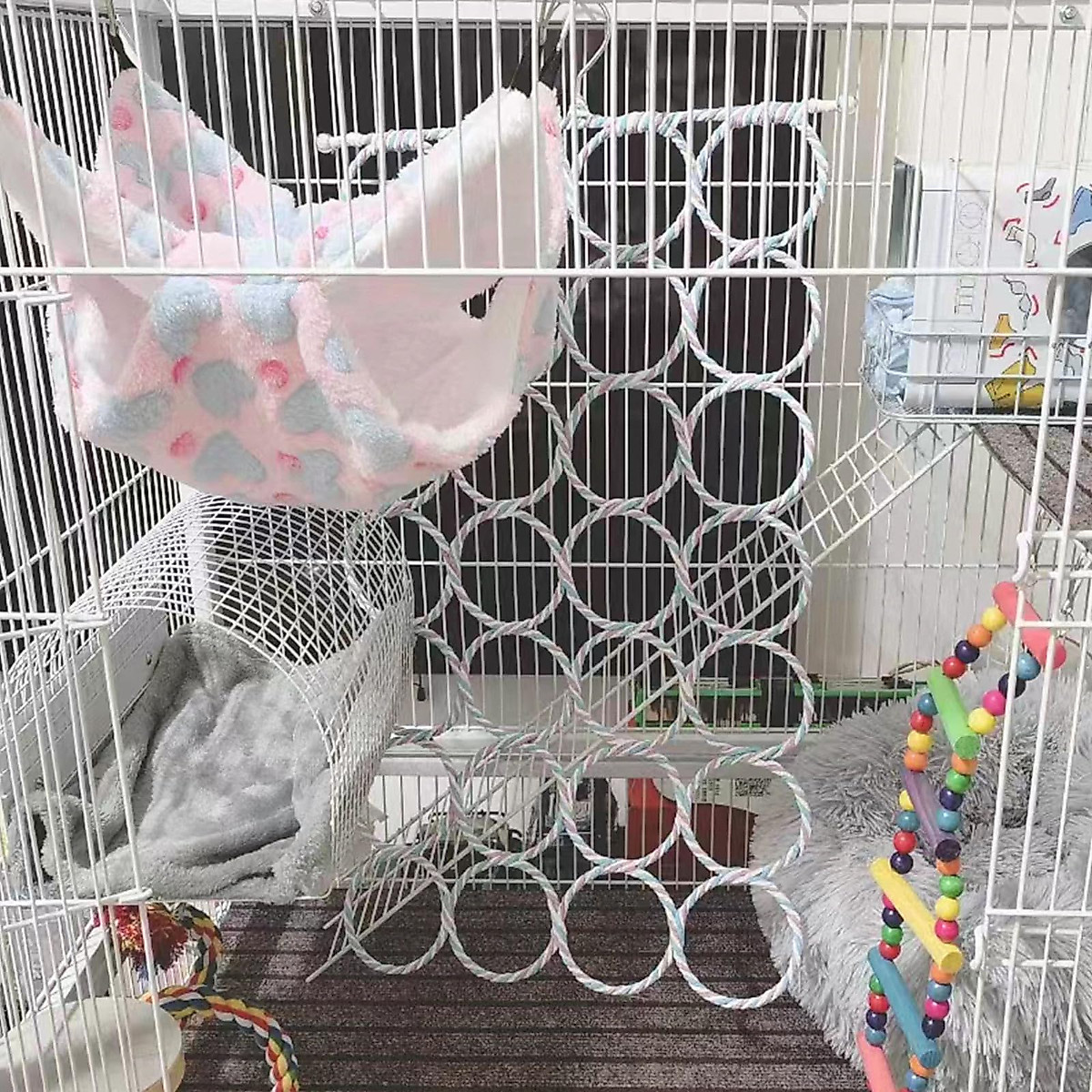 2 Pack Hanging Rat Rope Net, Bird Swing Toy, Parrot Climbing Ladder Bridge for Small Animal Cage Accessories