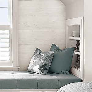 NuWallpaper NU3129 Reclaimed Shiplap Peel Stick Wallpaper, White & Off-White