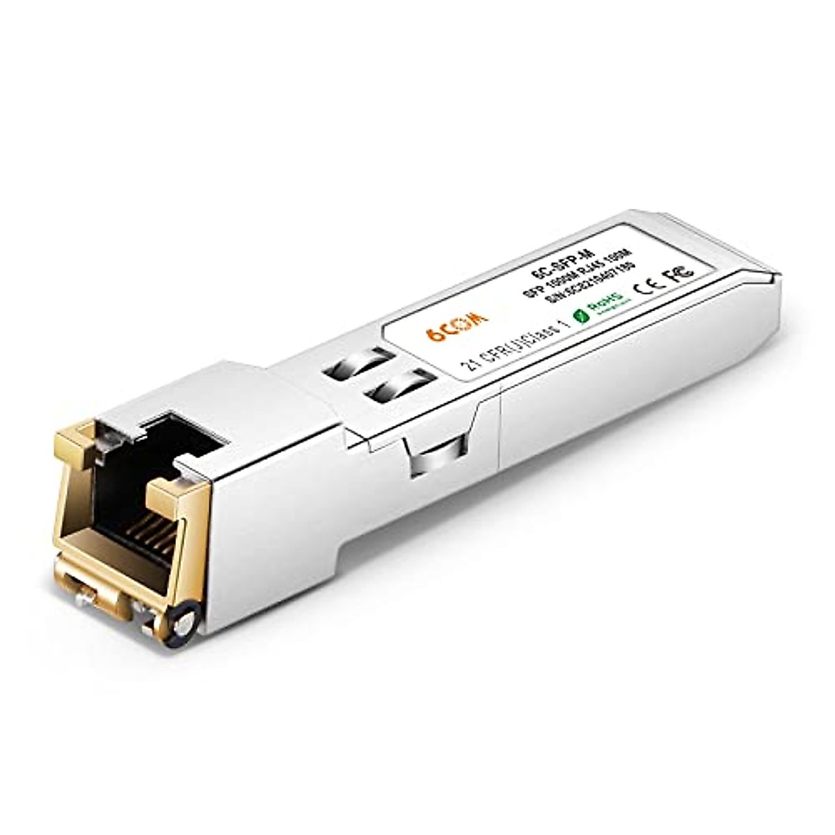 6COM 1.25G SFP to RJ45 Copper 1000Base-T GBIC Transceiver, Gigabit SFP-T Module, for Netgear AGM734, Ubiquiti, D-Link, ZTE, Other Open Switches (CAT5e/CAT6, up to 100m)