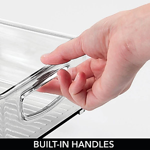 mDesign Plastic Stackable Storage Container Bin with Handles - Bathroom Cabinet Organizer for Makeup, Shampoo, Conditioner - 16" Long, 2 Pack - Smoke Gray