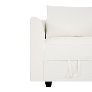 Naomi Home Elizabeth Modular Sectional Sofa with Storage L Shaped Modular Sofa 4-Seater Sectional Couch for Living Room, White Down, Linen