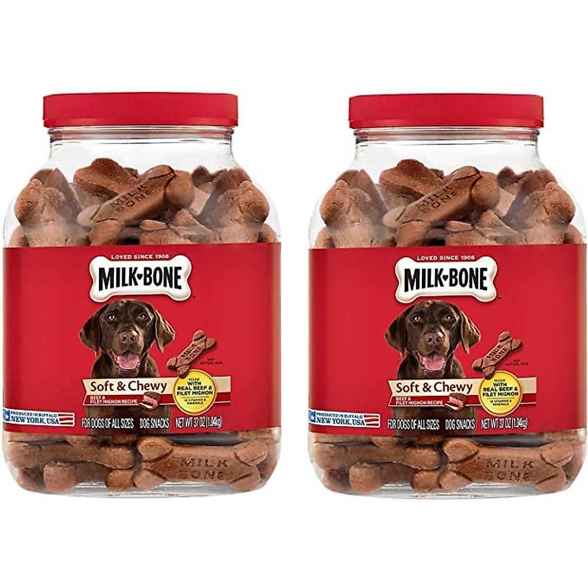 .Milk-Bone Soft & Chewy Dog Snacks (Beef & Filet Mignon Recipe) 37oz (2-Pack (37oz))