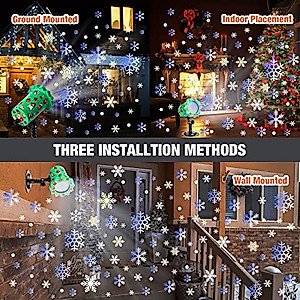 2 Pcs Christmas Projector Lights Outdoor Snowflake Lights Snowfall Show Holiday Projector Waterproof LED Lights with Remote Control Timer for Xmas Holiday Party Home Garden Patio Decorations (Vivid)