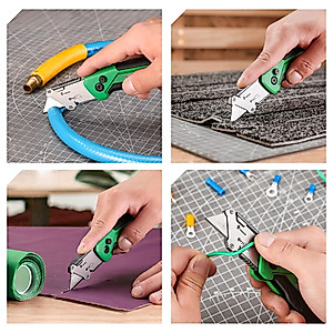 SK Folding Utility Knife with Additional Wire Cutter, Quick Change Box Cutter, Blade Storage in Handle, Extra 4 SK2M Blades Included