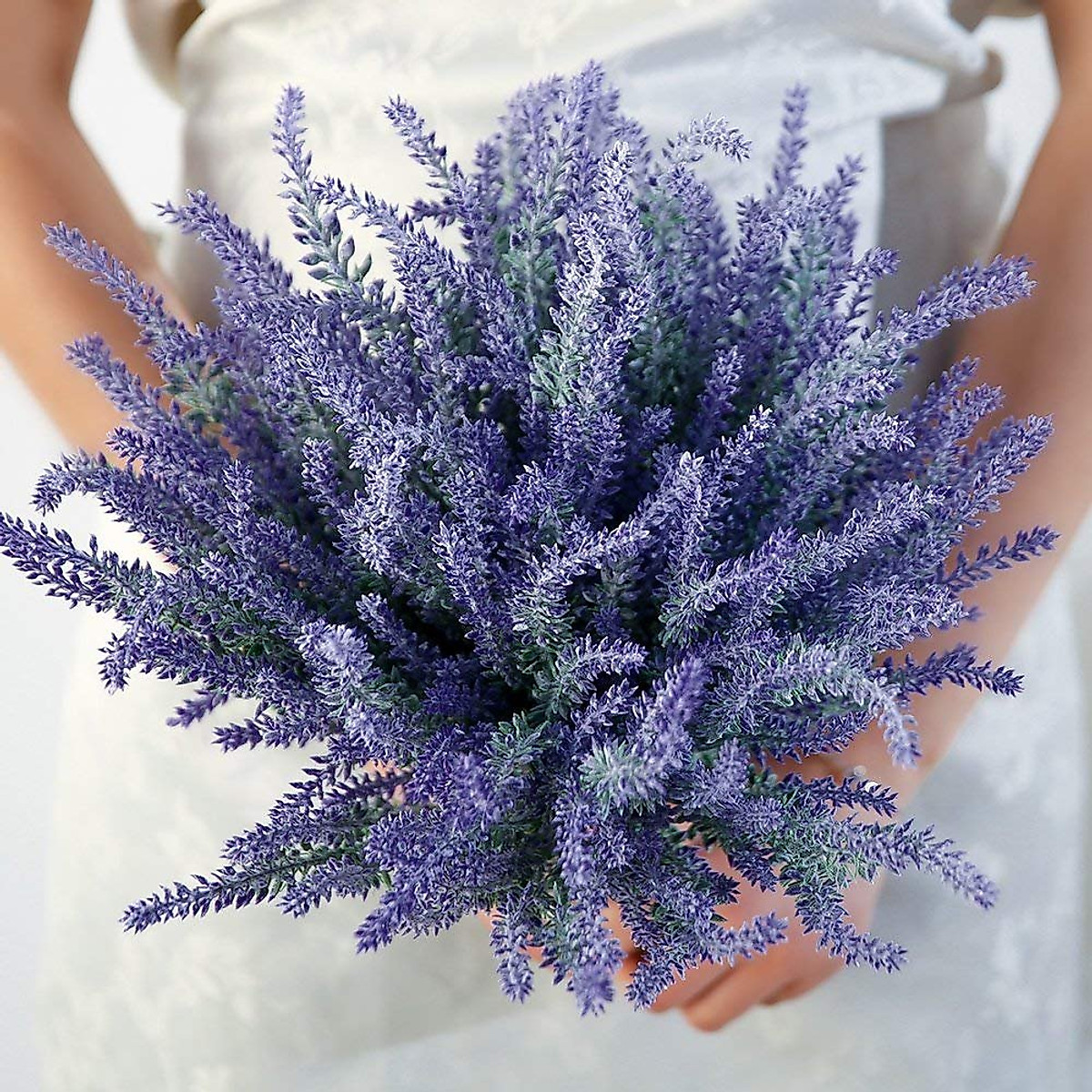 Artificial Lavender Bouquet Plastic Flocked Flowers Layout DIY Bridal Bouquet Home Garden Mall Christmas Holiday Decora-5PCS Purple