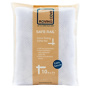 Roving Cove Stair Banister Guard 10ft x 3ft, Railing Safety Net for Baby Proofing, Child Safety Stairway Cover, Balcony Mesh Netting, Pearl White