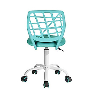FurnitureR Teens Boys Girls Writing Task Chair Low Mid PP Mesh Back Fabric Seat,Home Children Study Chair (Turquoise, 1pc)