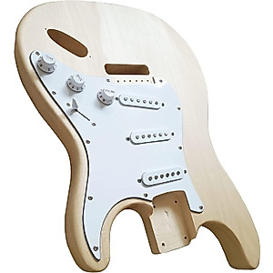 DIY Electric Guitar Kits Strat Style Beginner Kits 6 String Right Handed with Basswood Body Maple Neck Rosewood Fingerboard Chrome Hardware Build Your Own Guitar.