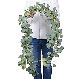 DearHouse Artificial Eucalyptus Garland Faux Silk Eucalyptus Leaves Vines Handmade Garland Greenery Wedding Backdrop Arch Wall Decor
