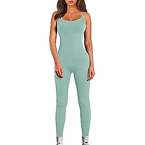 Nova In Sky Womens Casual One Piece Jumpsuits Unitard Bodysuits Sexy Workout Yoga Rompers Sleeveless Summer Outfits Clothes Light green-XL
