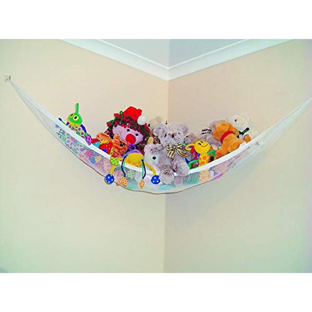 Dreambaby Super Corner Toy Hammock Net Organizer - with Stuffed Animal Toy Chain Hanger - 6ft Long - Holds up to 10lbs Maximum Weight - White - Model F605