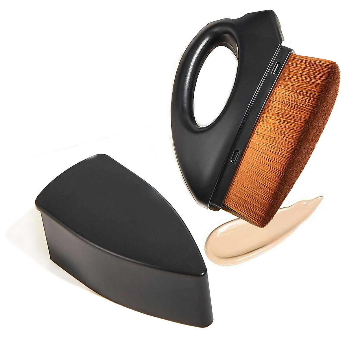 Foundation Makeup Brush,FRX Flat Top Foundation Brush,High Density Seamless Kabuki Face Brush Multifunctional for Blending Liquid, Cream or Flawless Powder Cosmetics (Black)