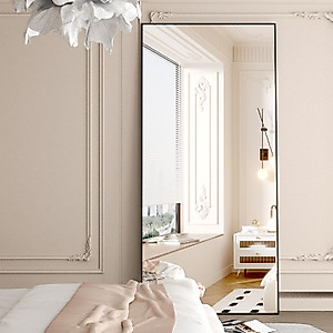 NEUWEABY Full Length Mirror 65"x24" Floor Mirror Large Black Mirror Body Rectangle Mirror for Bedroom Living Room Standing Hanging or Leaning Against Wall Aluminum Alloy Frame