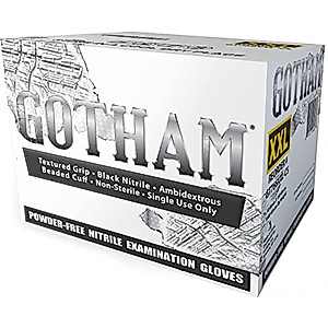 Gotham 4 Mil Black Nitrile Disposable Exam Gloves, Latex Free, Case/1000 (1000, X-Large)
