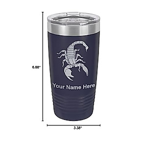 LaserGram 20oz Vacuum Insulated Tumbler Mug, Scorpion, Personalized Engraving Included (Navy Blue)