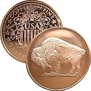 2011 Shield Back 1 oz .999 Pure Copper Round/Challenge Coin (Buffalo Design)