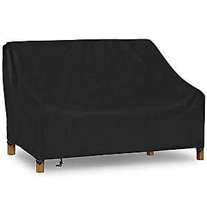 iCOVER Patio Sofa Cover, Waterproof 2-Seater Deep Lounge Loveseat Cover, Lightweight Easy On/Off, Buckles Drawstring Design,60"x34"x30" (LxDxH)