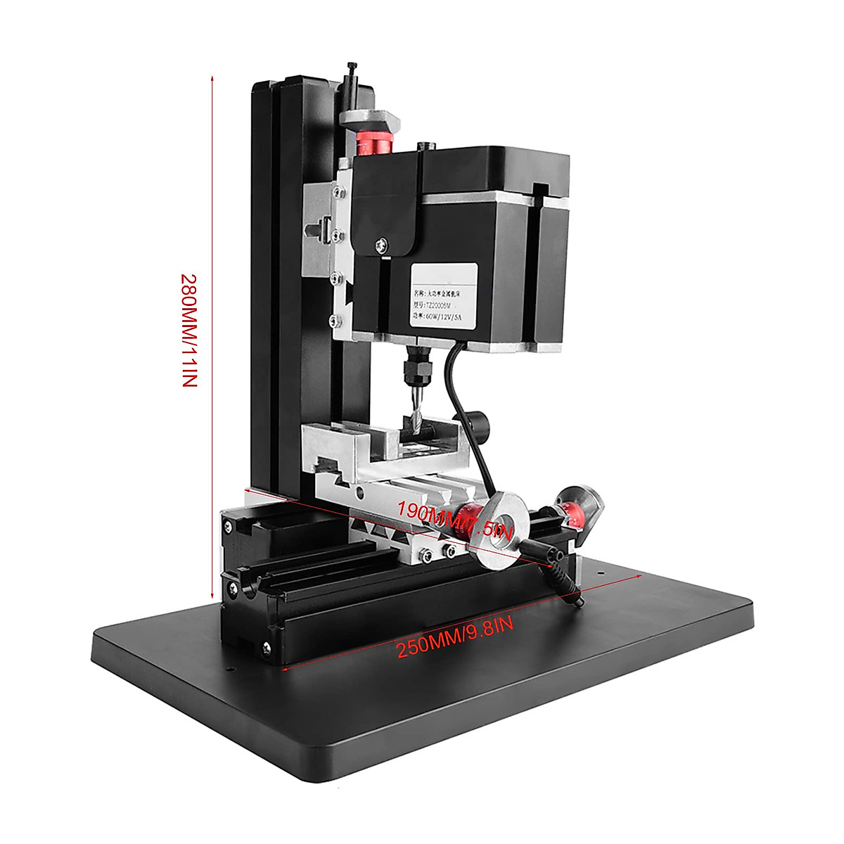 60W 12000RPM Mini Milling Machine DIY Metal Woodworking Lathe Machine Multifunction Worktable Power Miller