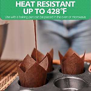 Anaeat Tulip Cupcake Liners Pack of 100, Paper Baking Cups & Muffin Liners Holders - Grease Resistant Cupcake Wrappers for Birthday, Party, Wedding, Christmas