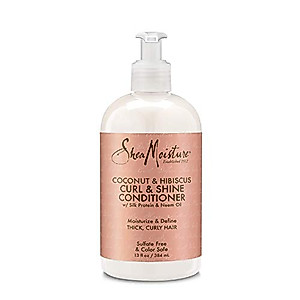 Shea Moisture Shampoo and Conditioner Set, Coconut and Hibiscus Curl & Shine 13-oz ea Bundled with Curl Enhancing Smoothie 12-oz. Curly Hair Products with Coconut Oil, Vitamin E & Neem Oil