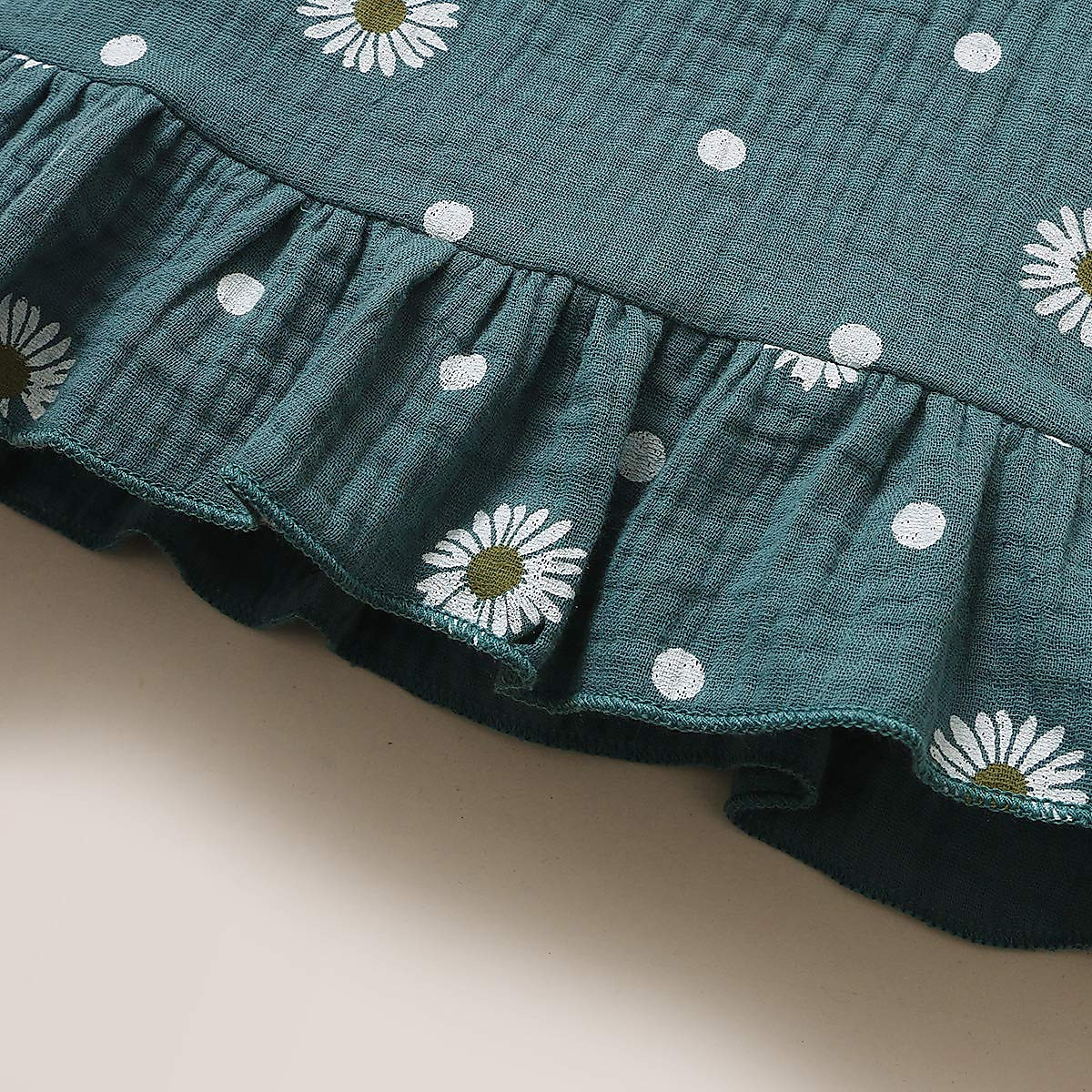 Jeinxcn Toddler Baby Girl Summer Clothes Daisy Floral Print Halter Ruffle Tank Tops Shorts Outfits set 2-3T Green