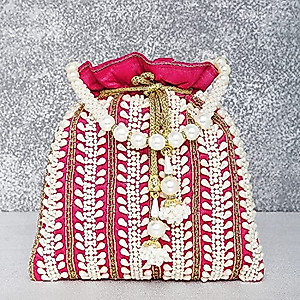 Aheli Rani Pink Potli Bags for Women Evening Bag Clutch Ethnic Bride Purse with Drawstring(P82RP)