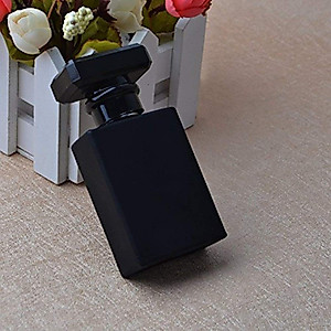 2 Pack - 30ML Flint Glass Refillable Perfume Bottle, Square Portable Cologne Atomizer Empty Bottle with Spray Applicator For Travel (Transparent and Black)