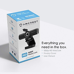 Amcrest 1080P Webcam with Microphone for Desktop, Web Cam Computer Camera, Streaming HD USB Web Camera for Laptop & PC with Privacy Cover, Wide Angle Lens, Superior Low Light (AWC195-B)