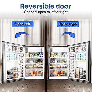 Upstreman 4.5 Cu.Ft Mini Fridge with Freezer, Single Door Small Refrigerator, Adjustable Thermostat, Low noise, Energy-efficient, Compact Refrigerator for Dorm, Office, Bedroom, Silver-SR45