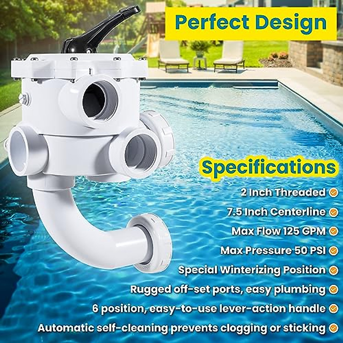 E-cowlboy 261152 2-Inch Threaded Multiport Valve for FNS, FNS Plus, Nautilus Plus Pool and Spa D ...