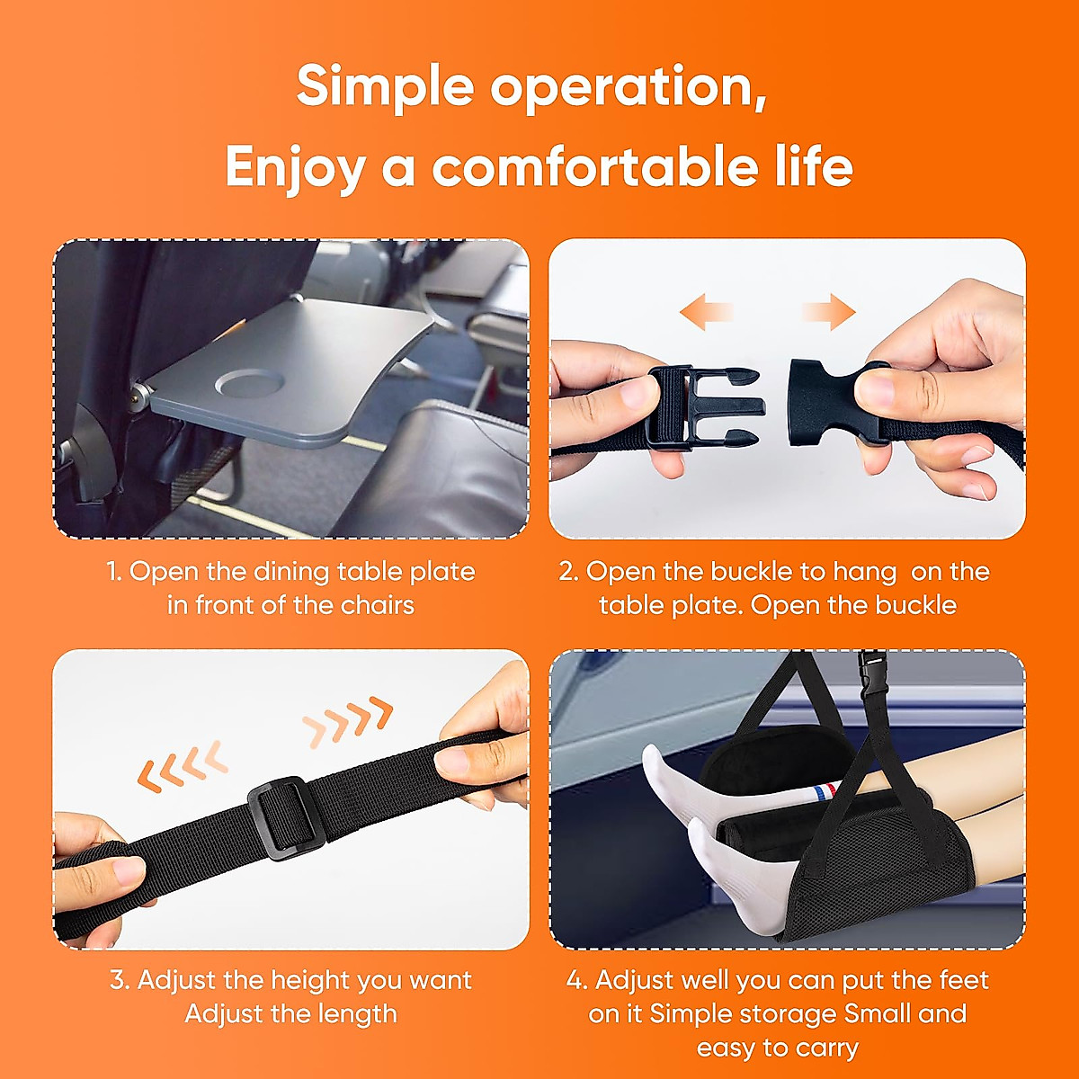 WeArkoTac Upgraded Airplane Footrest - Foam 2 in 1 Foot Hammock, Ergonomic Adjustable Foot Rest for Airplane Travel, Travel Essentials for Flying, Long Airplane for Airplane Travel Accessories