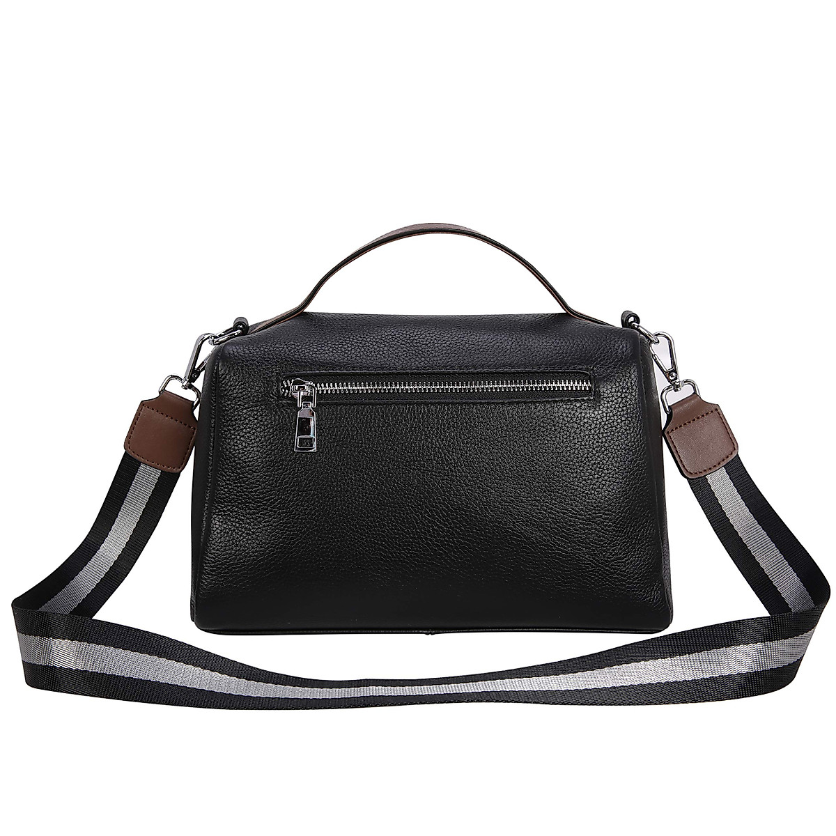 Iswee Fashion Women Tote Handbag Satchel Shoulder Bag Cross Body Shopping Bags Ladies Purse Genuine Leather (Black)