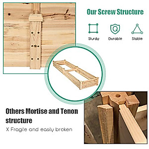 Giantex Raised Garden Bed Wood Planter Box Elevated Planting Container for Vegetable Flower Planter Raised Beds Outdoor Garden Bed for Backyard Patio Lawn Balcony Easy Assembly 97"x25"x10"