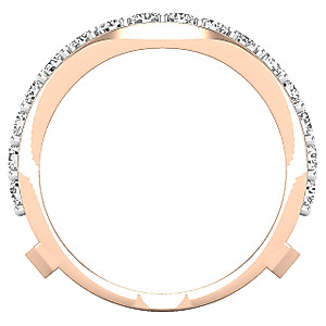 Dazzlingrock Collection 1.75 Carat (ctw) Round Lab Grown Diamond Ladies Wedding Enhancer Guard Double Ring, 10K Rose Gold, Size 6.5