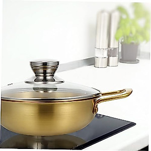 Yardwe 1 Set Stainless Steel Noodle Pot Stove Griddle Stainless Steel Skillet Japanese Ramen Metal Steaming Pot Korean Noodle Pan Noodles Cooker Ramen Pot Household Saucepan Kitchen Pan