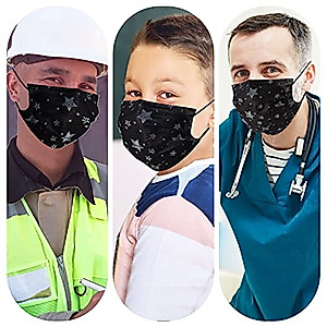 SOOQOO 50 Pack Disposable Printed Face Mask, 3 Ply Mask with Elastic Ear Loop,Individually Packaged