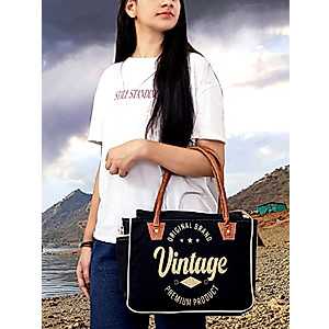 CLA Upcycled Vintage Canvas & Leather Handbag, Cowhide Leather and Canvas Bag, canvas Handbag for women, Canvas Tote Bag, Canvas Hobo Bags for women