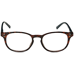 Foster Grant Women's Elodie Round Reading Glasses, Brown Tortoise/Transparent, 59 mm + 2.5
