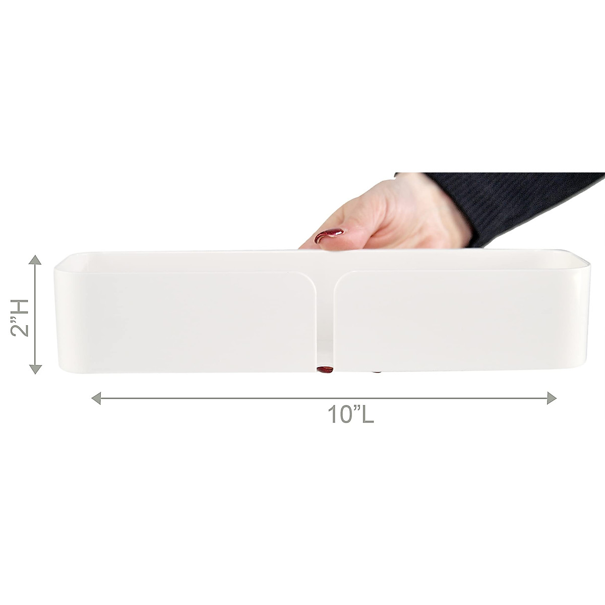 Home-X Floating Wall Organizer with Slit for Phone Charger, Easy Mountable Adhesive Wall Shelf, Wall Organizer for Bedside, Kitchen, or Office, 10" L x 3" W x 2" H, White
