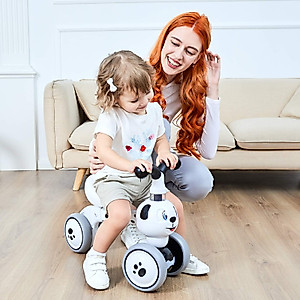 YGJT Baby Balance Bike Toys for 1 Year Old, Birthday Gifts for Boys and Girls, Silent Wheels & Non-Pedal Baby Walker Riding Toys for 10-36 Months Toddlers, Kids First Bike Gifts Spotty Dog