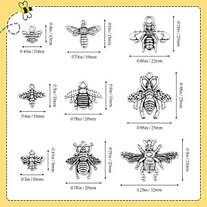 JIALEEY 81PCS Alloy Bee Honeybee Charms Antique Tibetan Silver Bee Charms Pendants DIY for Necklace Bracelet Earrings Jewelry Making Crafting