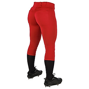 CHAMPRO Girls Tournament Traditional Low-Rise Softball Pant, Large, Scarlet