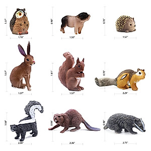 SIENON 18Pcs Forest Animals Figures Toys, Baby Woodland Animals Figurines, Miniature Animals Toys with Owl, Hedgehog, Fox, Squirrels, Bears, Monkey for Woodland Theme Cake Toppers Cupcake Toppers